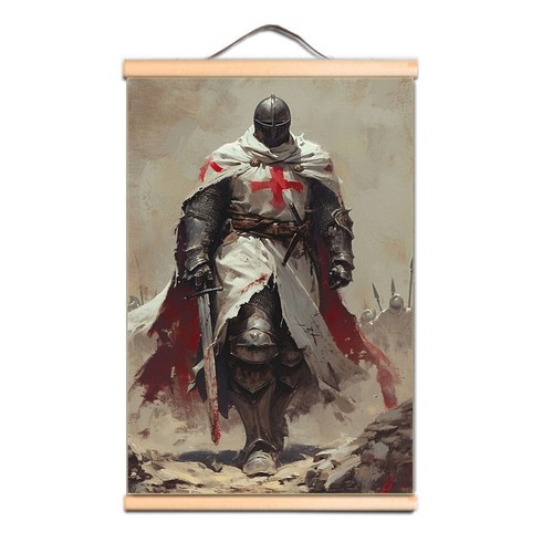 Christian Armor Warrior Canvas Scroll Painting Knights Templar Wall Art ...