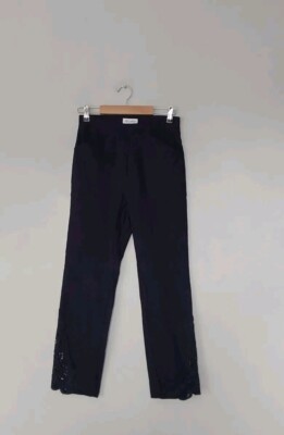 Ideal World Emelia Superstretch Bengaline Crochet Crop Trousers Small ...