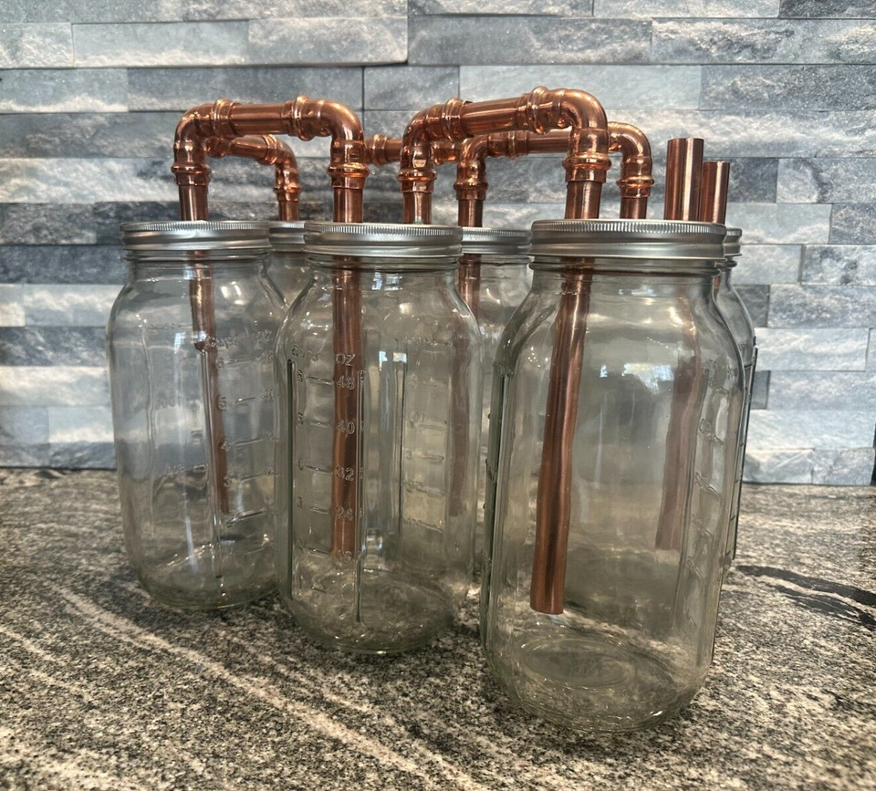 1/2”Tandem Mason Jar Thumpers Wide Mouth Jars 6 Way Distillation ...
