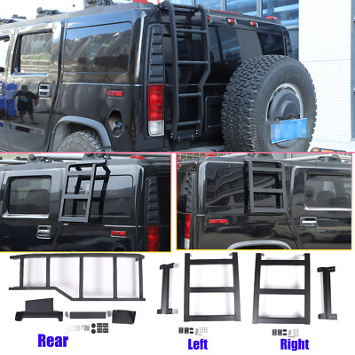 Black Rear Access Left & Right Ladder Step Roof Rack Basket For Hummer ...