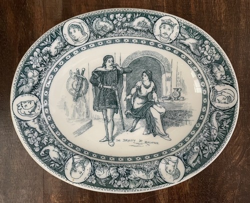 Early Wedgwood IVANHOE Blue Oval PLATTER De Bracy & Rowena | eBay