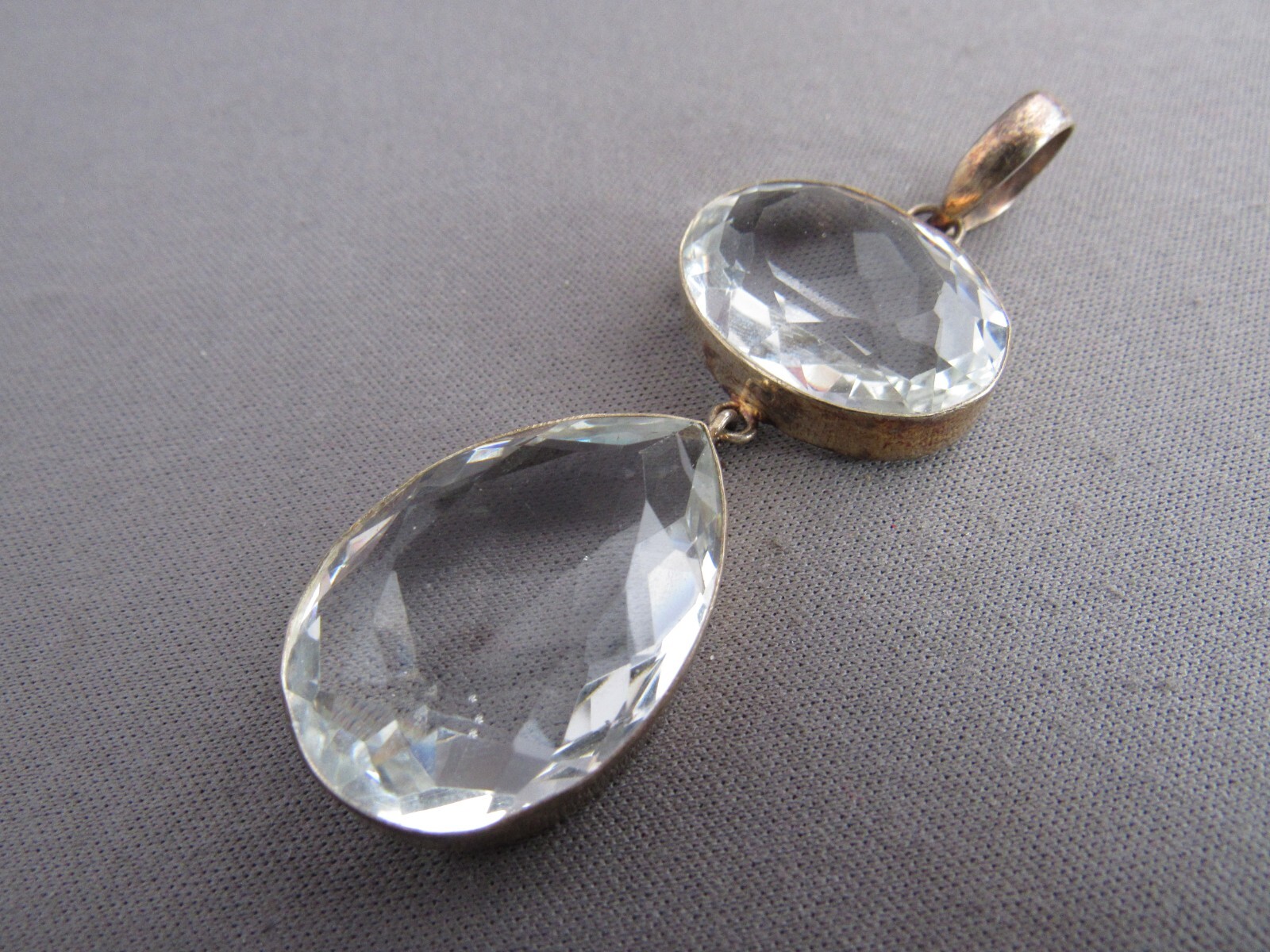 VINTAGE STERLING CHUNKY WHITE RHINESTONE TEAR DROP DA… - Gem