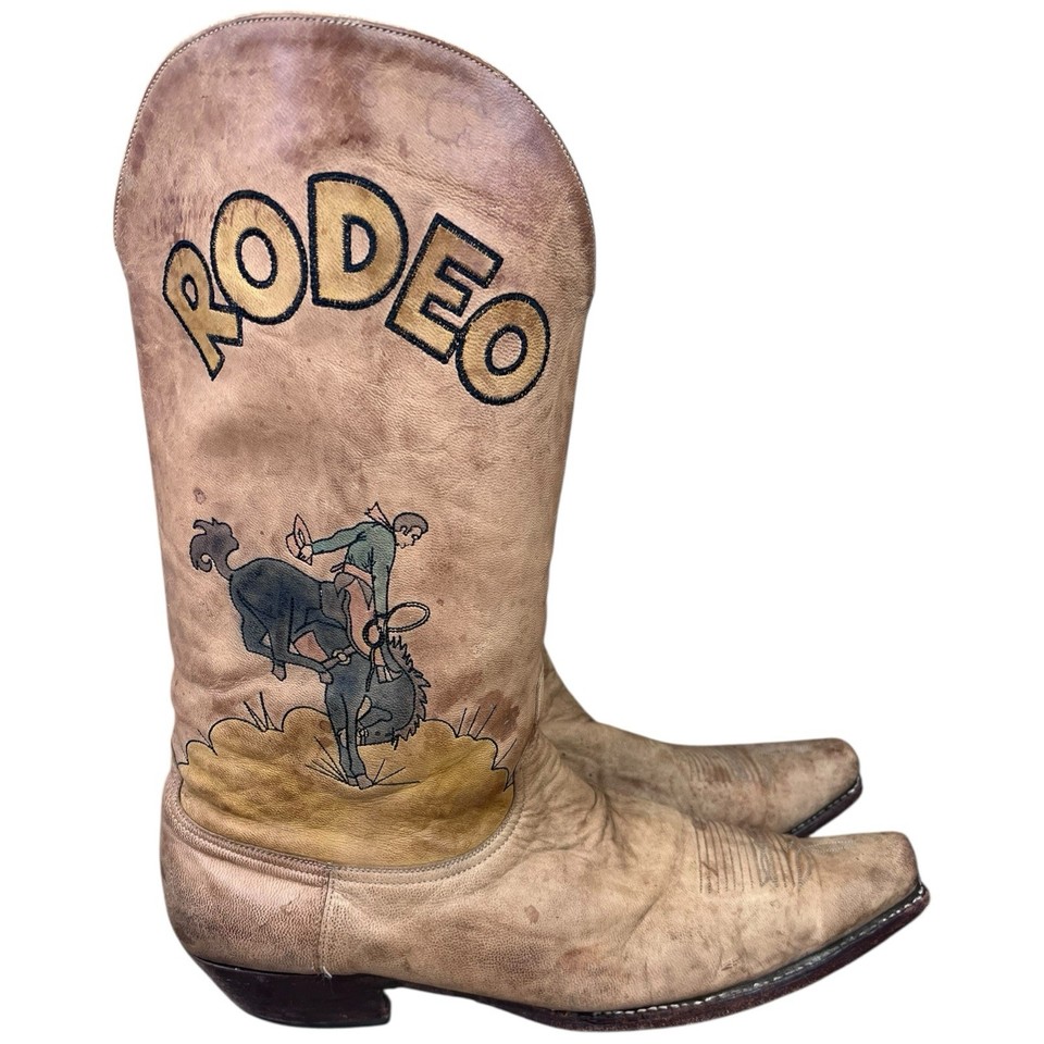 The Old Gringo Rare Rodeo Cowboy Tattooed Leather Cowboy Boots Size 13D ...