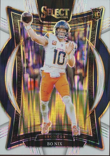 Bo Nix 2024 Select Concourse White Flash Prizm RC Rookie Broncos 131/ ...