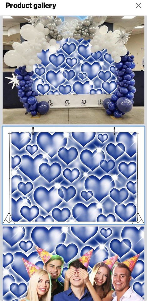 Blue Heart Backdrop Early 2000s Party Decorations Old School Backdrops ...