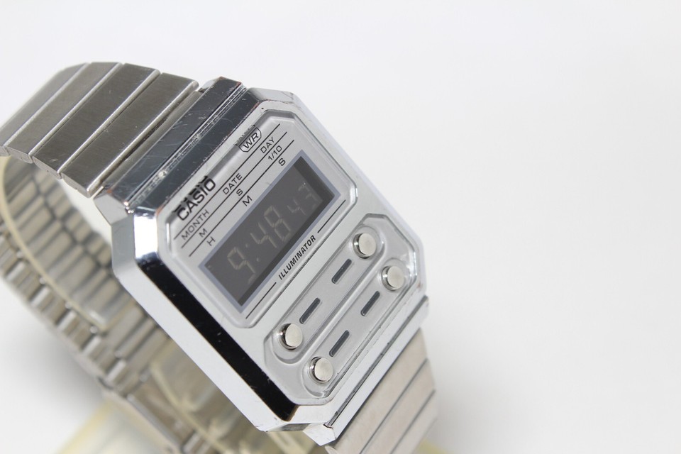 CASIO A100WE retro watch casual square silver | eBay