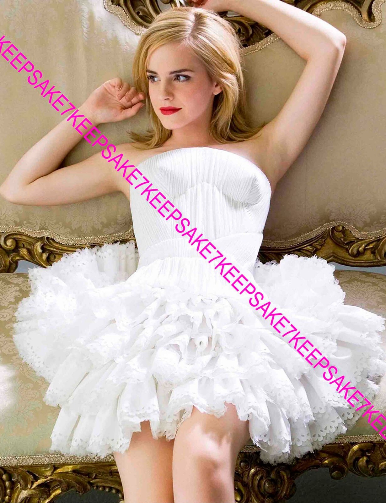 EMMA WATSON LYING BACK IN HER SHORT FRILLY DRESS 5x7 PHOTO BA-EWAT3 | eBay