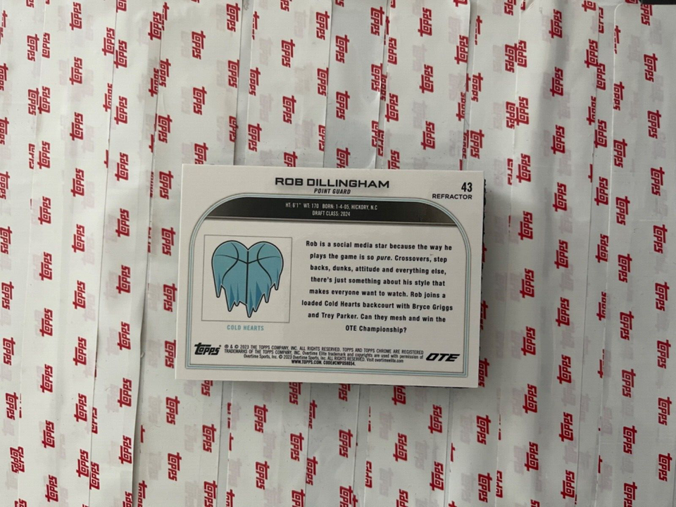 2023 Topps Chrome OTE "ROB DILLINGHAM" #43 RC REFRACTOR Cold Hearts | eBay