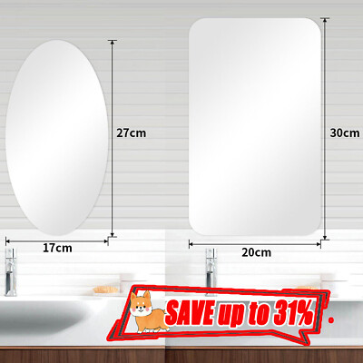 Oval Square Mirror Tiles Wall Sticker Self Adhesive Decor Stick On Art ...