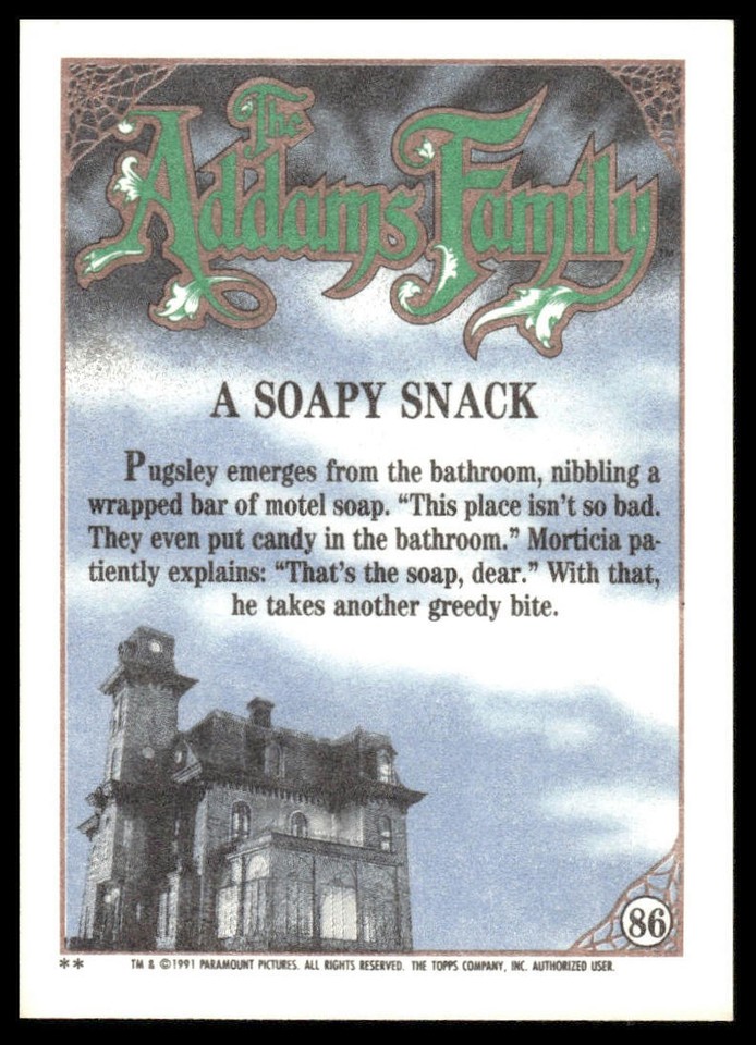 1991 Topps The Addams Family Movie #86 A Soapy Snack Card | eBay