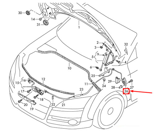 AUDI TT 8J LHD BONNET RELEASE HANDLE BRACKET MOUNT 8J1823633C | eBay
