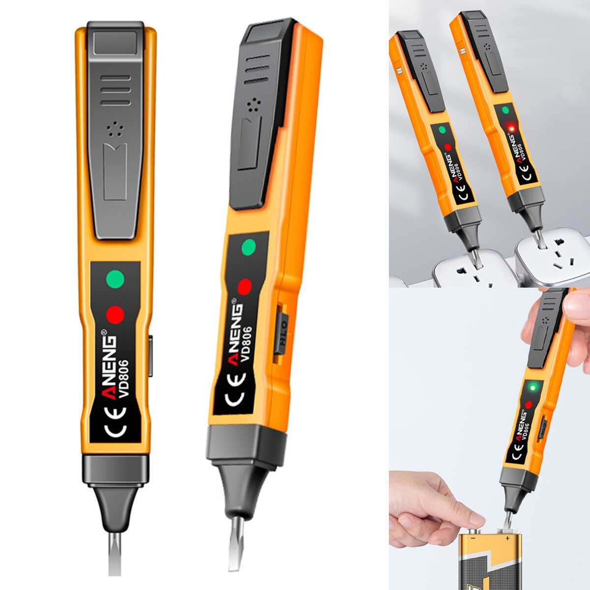 Voltage/live AC detector tester pen & torch non contact indicator cable ...