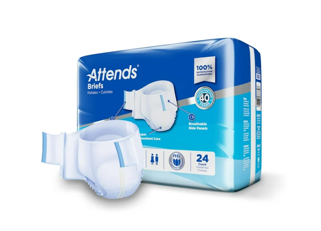 LOT OF 2 PACKS 24ea - TOTAL 48 - Unisex Adult Brief Attends Medium Disposable | eBay