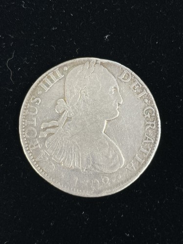 MEXICO SPAIN 1802 8 Reales Silver Coin OM Carolus IIII Gratia Hispan A4 ...