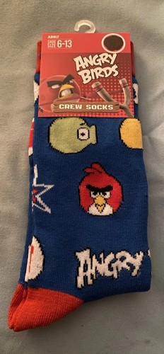 Men’s Crew Socks Angry Birds Blue Print Size 6-13 NWT 1 Pair | eBay