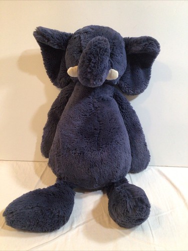 Jellycat Bashful Elephant Stuffed Animal Large Plush Toy Indigo Blue ...