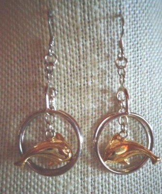 TWO TONE DOLPHINS EARRINGS | eBay