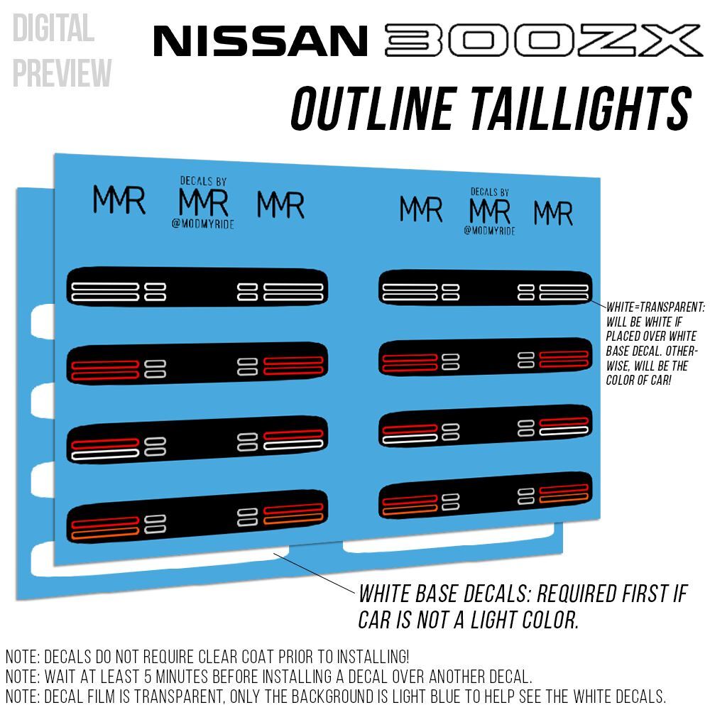 1/64 Scale NISSAN 300ZX Custom Waterslide Decals Headlight Taillight ...