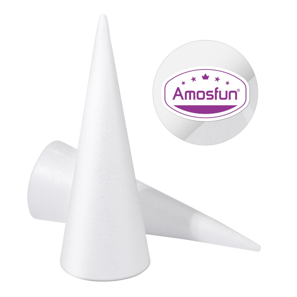 Amosfun 2pcs White Cones Arts and Crafts Cone Shaped Foams Handmade ...