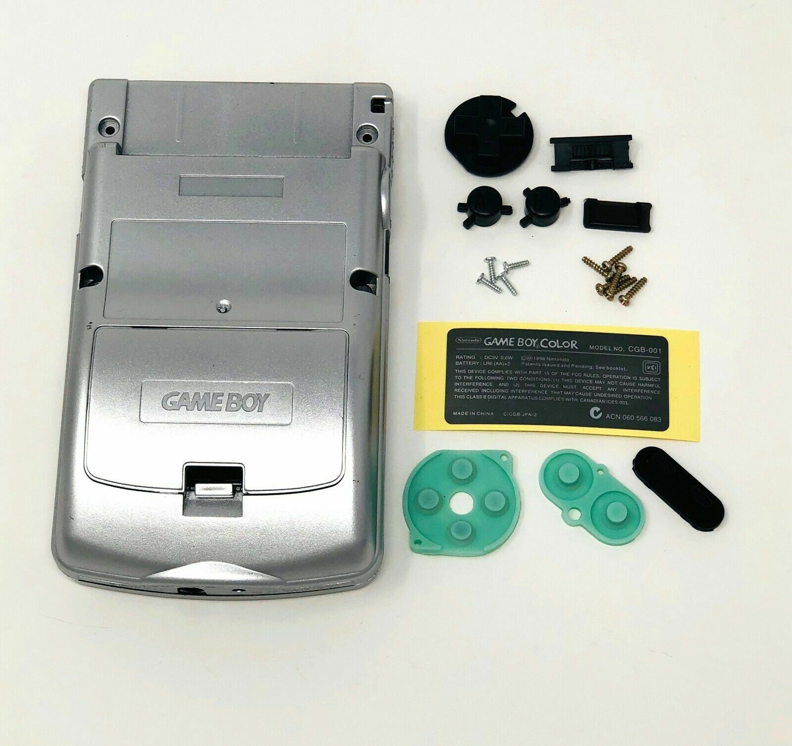 GBC Nintendo Game Boy Color Replacement Housing Shell Screen Silver USA ...