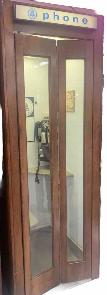 Vintage 1960's Bell System Wood Walk-In Phone Booth With Bi-Fold Doors ...