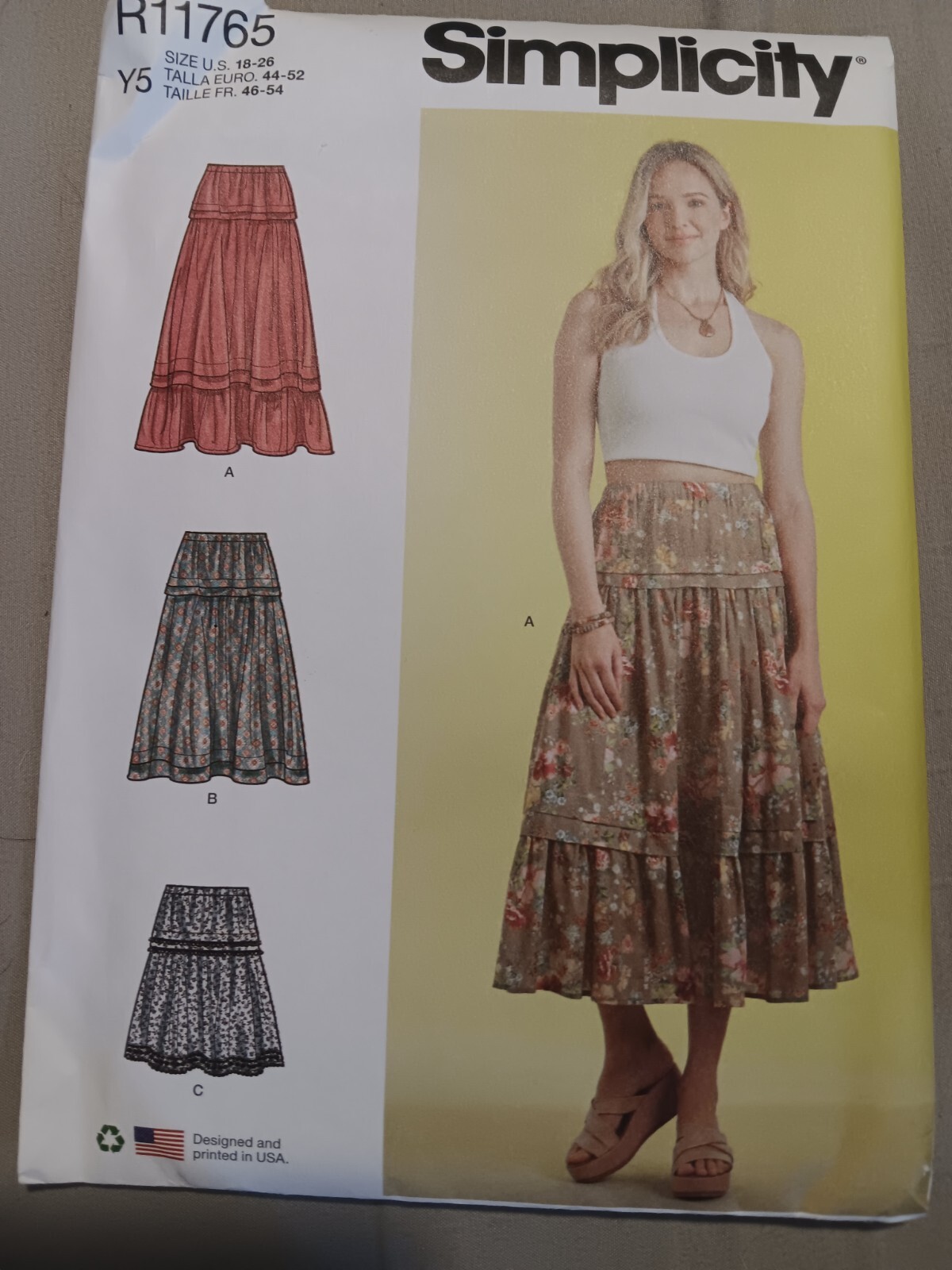 Simplicity Pattern R11765 9750 Misses Tiered Skirt 3 Lengths 18-26 ...