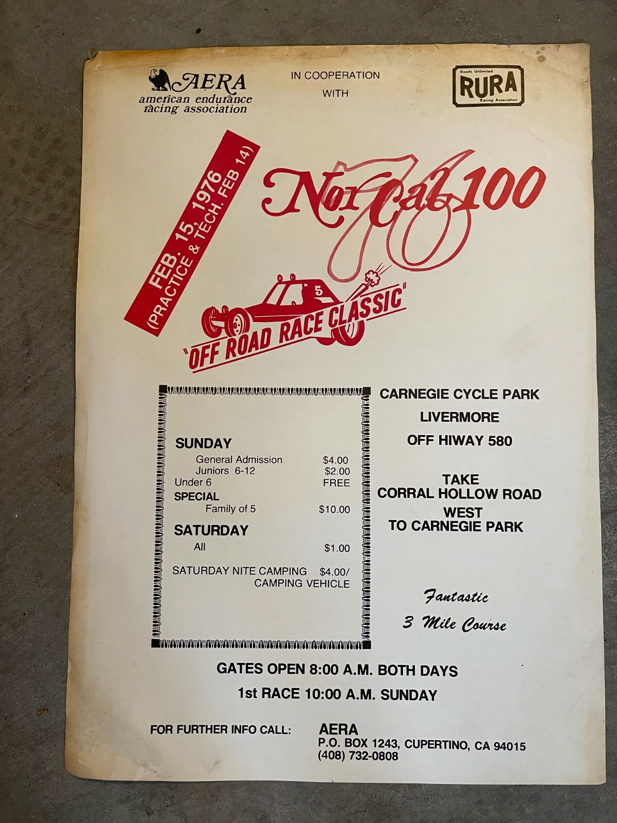 NOR-CAL 100 RURA Off-Road racing poster. Carnegie Cycle Park Livermore ...