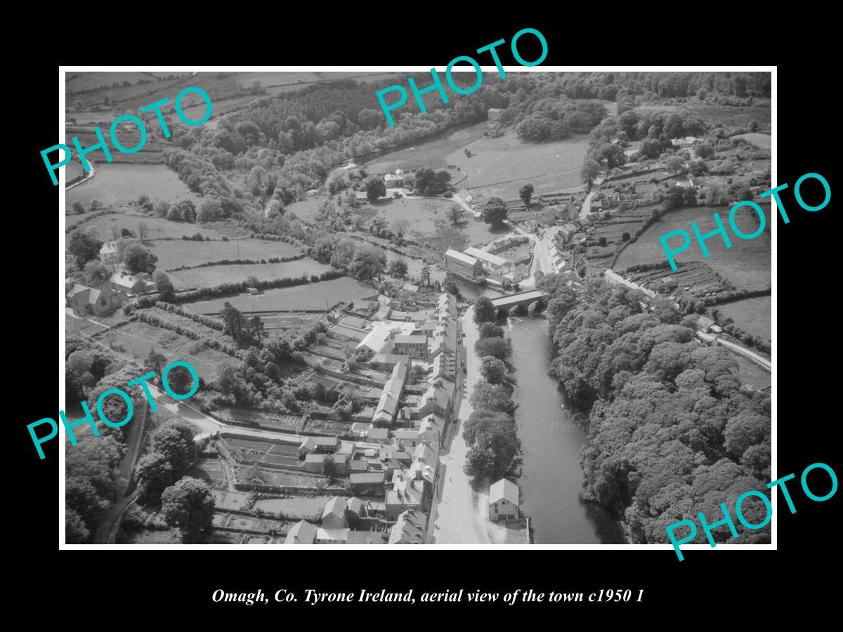 OLD LARGE HISTORIC PHOTO OMAGH TYRONE IRELAND TOWN AERIAL VIEW c1950 2 ...