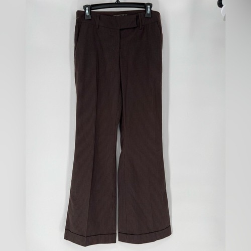 VERTIGO COCOA CREAM PIN STRIPE CUFFED HEM BOOT CUT PANTS | eBay