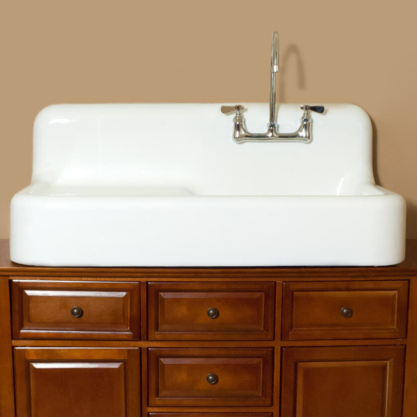 Randolph Morris Cora Cast Iron Farmhouse Drainboard Sink - 8 Inch ...