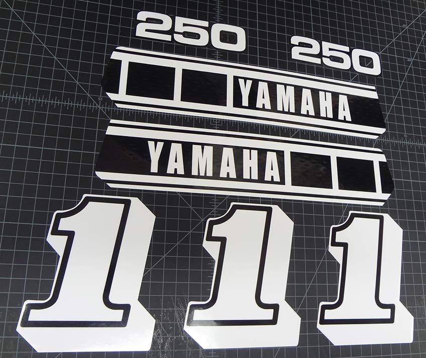 1980 Yamaha YZ250 7pc graphics sticker vintage 80' decal kit MX YZ 250 ...