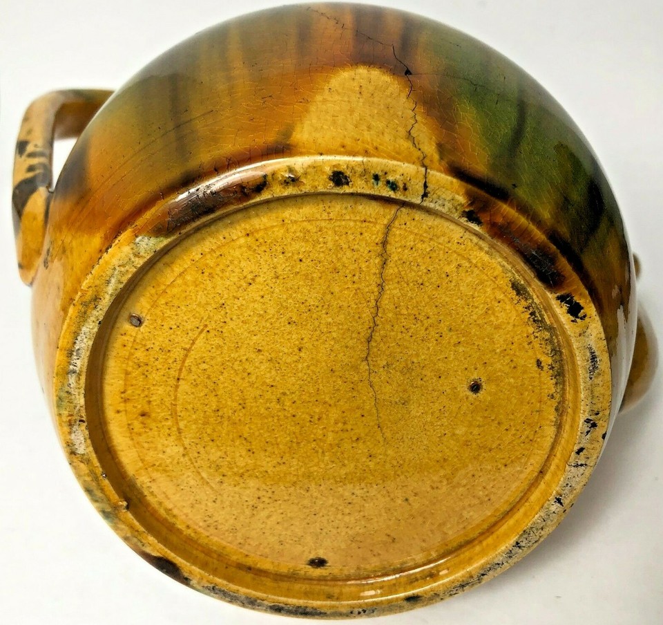 Antique Dunmore Pottery Teapot Yellow Brown Green Mottled Glaze ...
