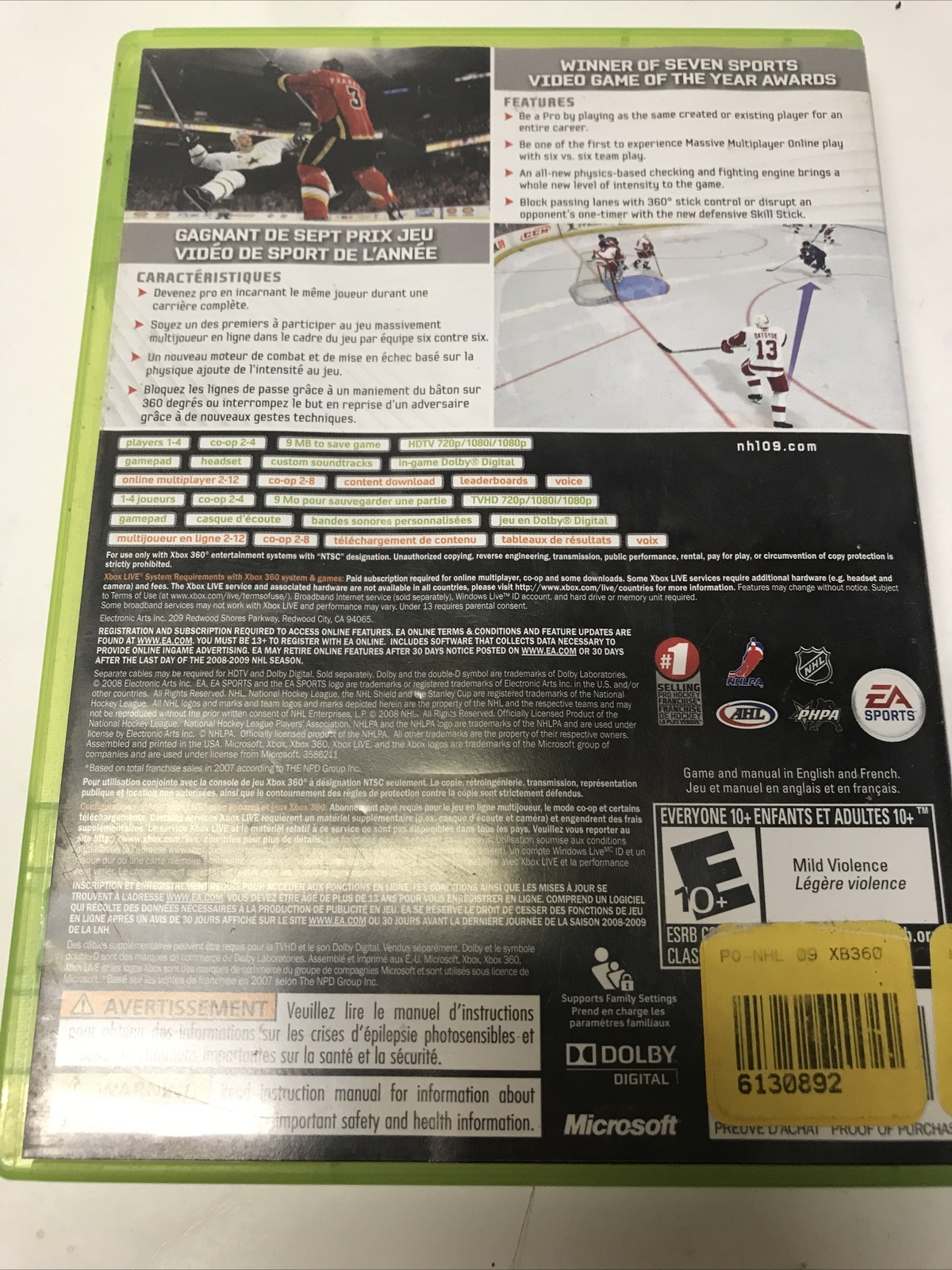 NHL 09 (Microsoft Xbox 360, 2008) | eBay
