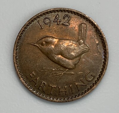 One 1 Farthing 1942 Coin UK United Kingdom GB British King George VI ...