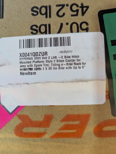 HYPERAX 2024 Volt 2 LHB - E Bike Rack for Hitch Fits Up to 2 X 80 lbs ...