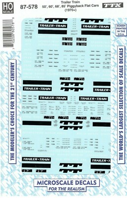 HO Scale Microscale 87-578 Trailer-Train TTX Yellow Flat Cars Decal Set ...