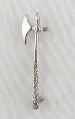 KILT JACKET LAPEL PIN LAUDER BATTLE-AXE SOLID POLISHED PEWTER MADE IN ...