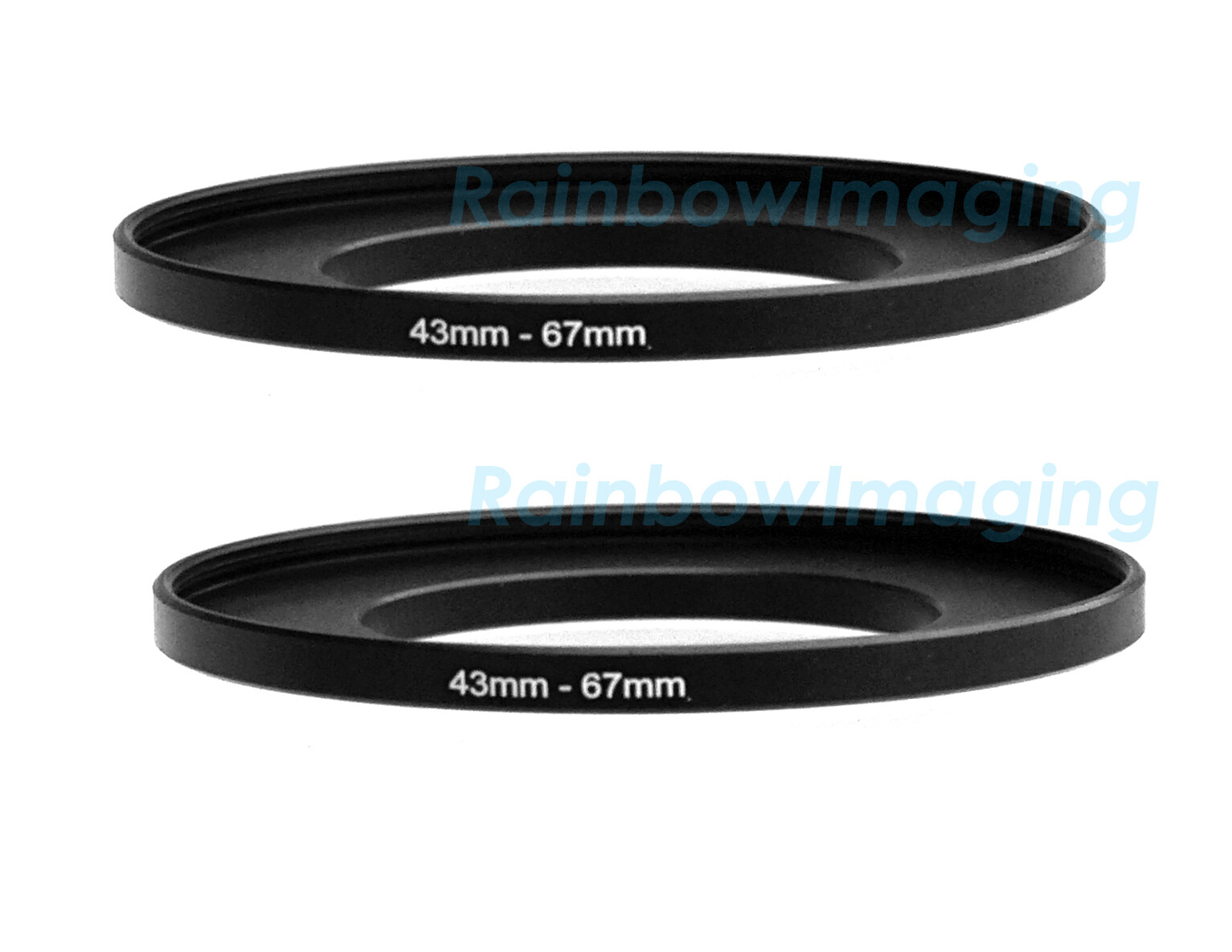 (2 Pcs) 43-67mm 43 mm to 67 mm Metal Step Up Lens Filter Ring Adapter ...