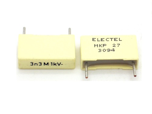 2x ELECTEL 3.3nF / 1000V - MKP 27 3094 (3n3 M 1kV capacitors, capacitor ...