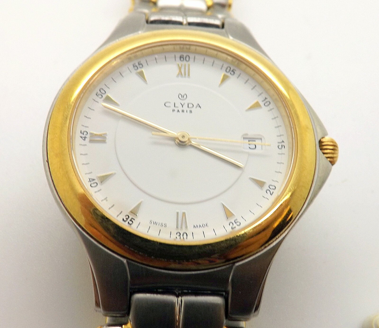 Clyda of Paris 18k Gold Plated & Stainless Steel Men's Dress Swiss ...