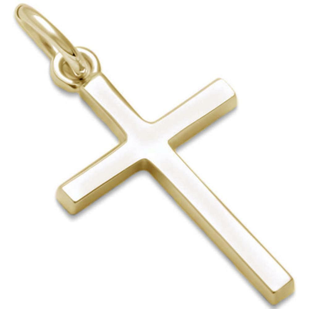 Yellow Gold Plated Small Plain Cross .925 Sterling Silver Pendant | eBay