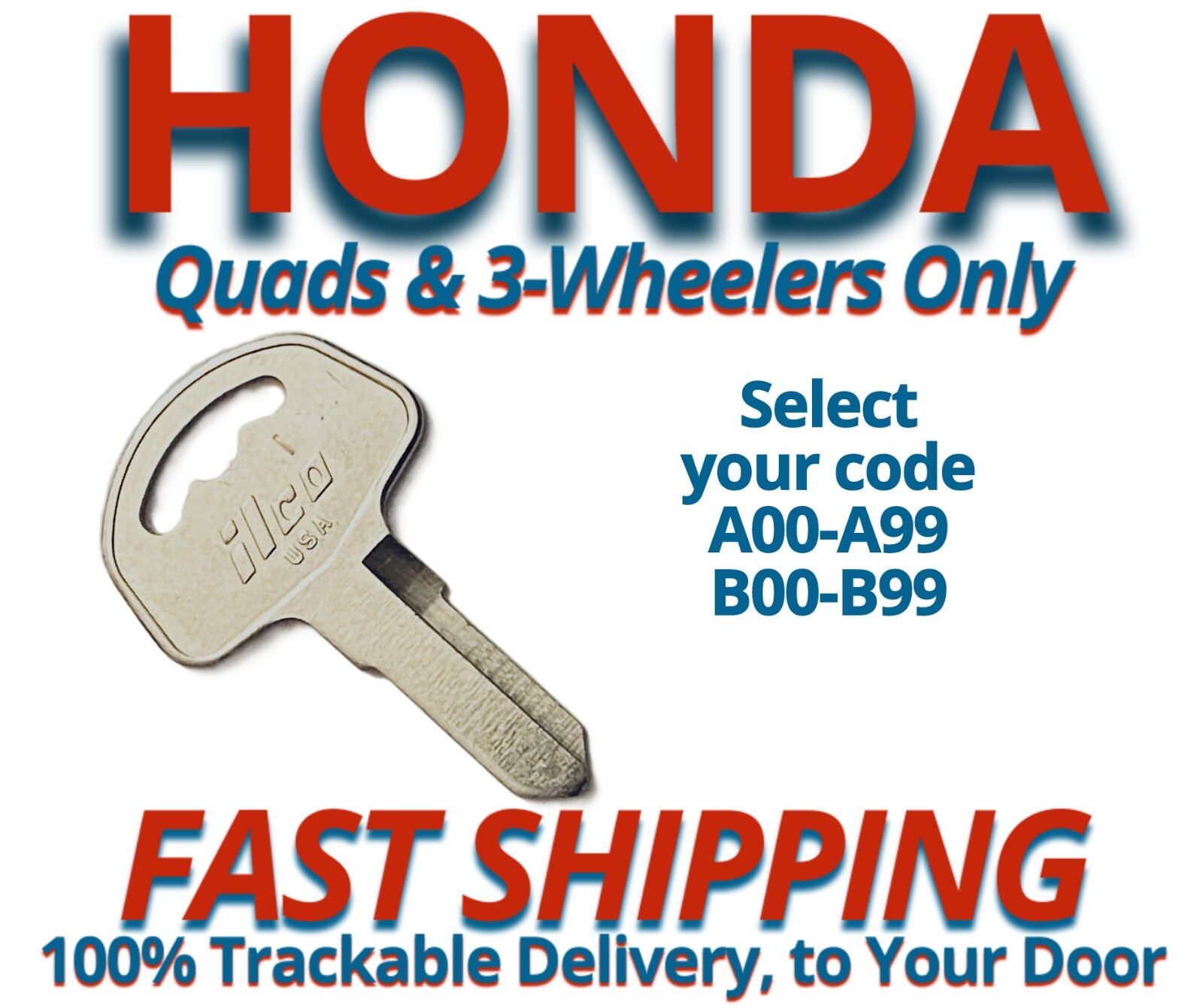 Honda Keys Quad & 3 Wheeler Only Replacement Key Cut to Code A00-A99 ...
