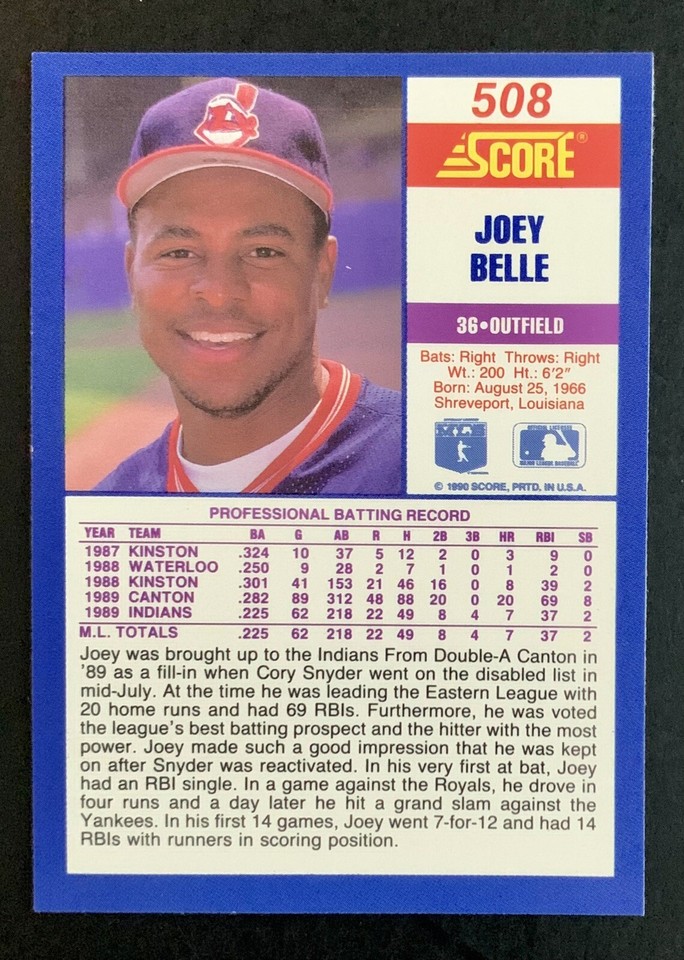 1990 Score Joey Belle #508 | eBay