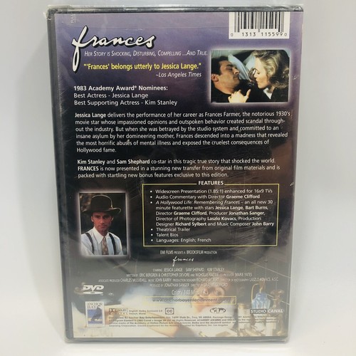 Frances 1983 DVD Jessica Lange Sam Shephard OOP True Story Factory ...