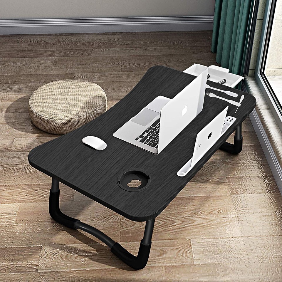 Laptop Bed Desk, Foldable Laptop Lap Desk Tray Table with USB Charge ...