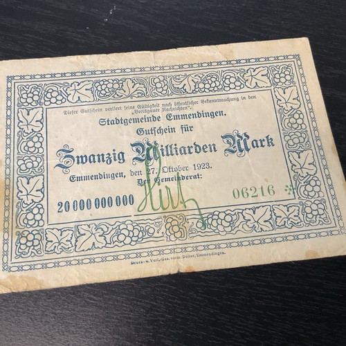 German 20 Billion Mark Emergency Note 1923 | eBay