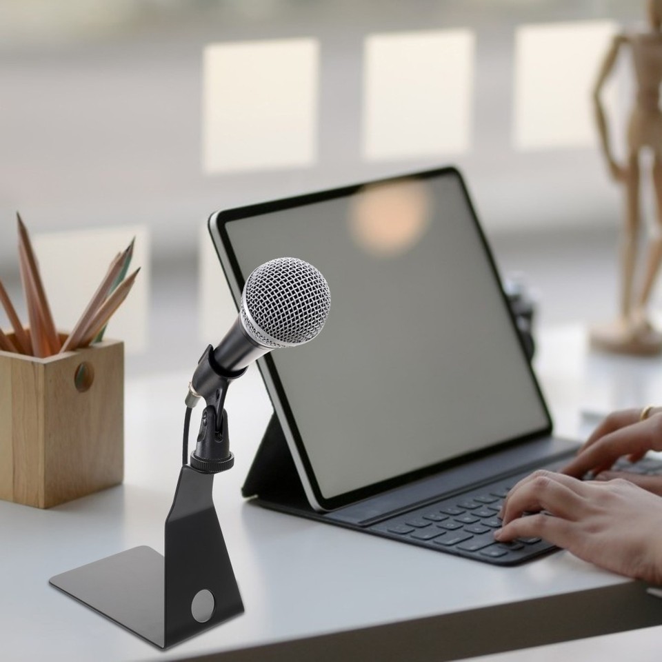 Desk Mount Mic Stand Microphone Triangle Shock Tabletop Metal Clamp ...
