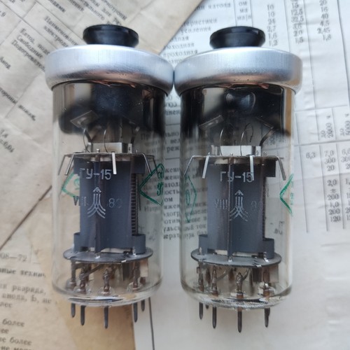 GU15 / GU-15 MATCHED PAIR PENTODE VACUUM TUBE DIRECT HEAT NOS/NIB (USA ...