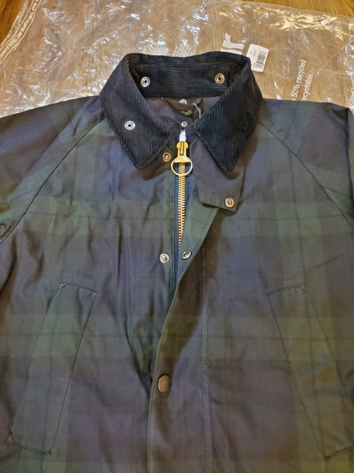Barbour SL Bedale Wax Jacket Blackwatch Plaid Size 40 Brand New W/Tags ...