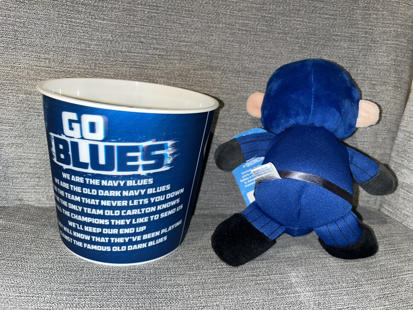 Captain Carlton Blues AFL Rascals Mascot 20cm Plush + Popcorn / Snack ...